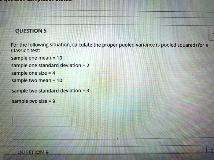 question 5 for the following situation calculate the proper pooled ...