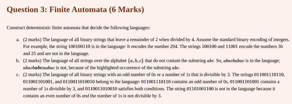Solved Question 3 Finite Automata 6 Marks Construct Deterministic Finite Automata That
