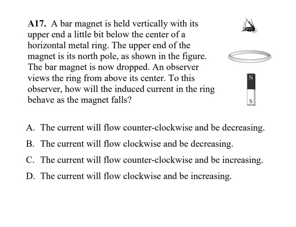 SOLVED: A17. A bar magnet is held vertically with its upper end a ...