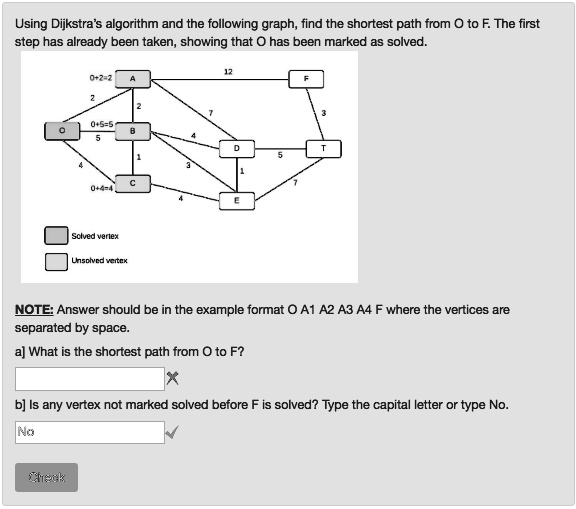 Using Dijkstra's algorithm and the following graph, find the shortest ...