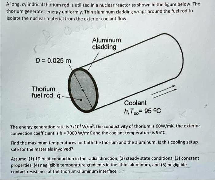 A long, cylindrical thorium rod is utilized in a nuclear reactor as ...