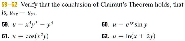 SOLVED: I need help with #59, #61 #62 please. 59-62 Verify that the ...