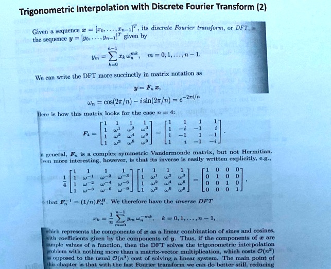 Solved Trigonometric Interpolation With Discrete Fourier Transform 2 Sequeng [to In 1jt