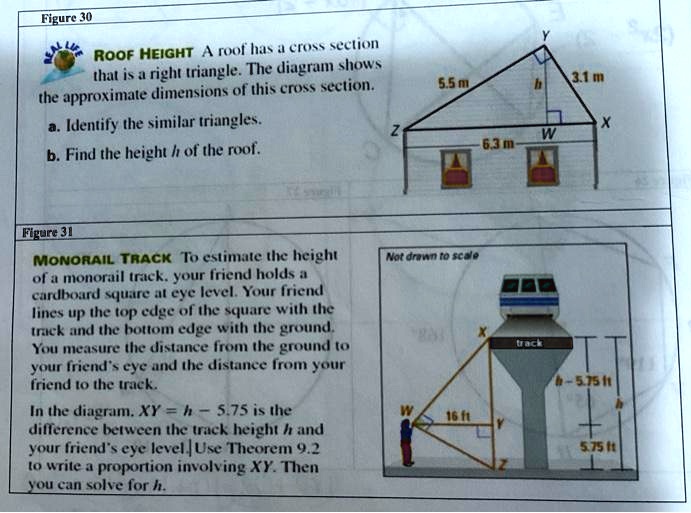 SOLVED: Texts: Figure 30 ROOF HEIGHT A roof has a cross section that is ...
