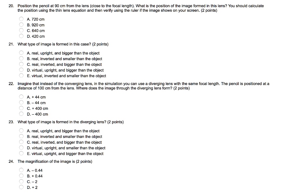 SOLVED: Position the pencil at 90 cm from the lens (close t0 the focal length) What is the ...