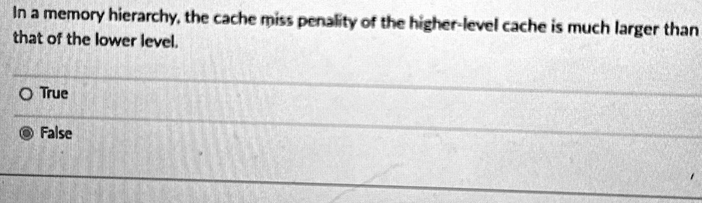 SOLVED: In a memory hierarchy, the cache miss penalty of the higher-level cache is much larger ...