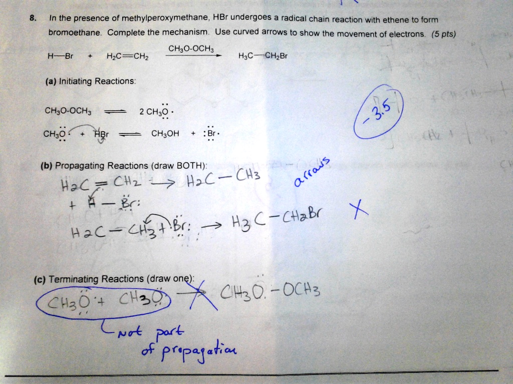 8. In the presence of methylperoxymethane, HBr undergoes a radical ...