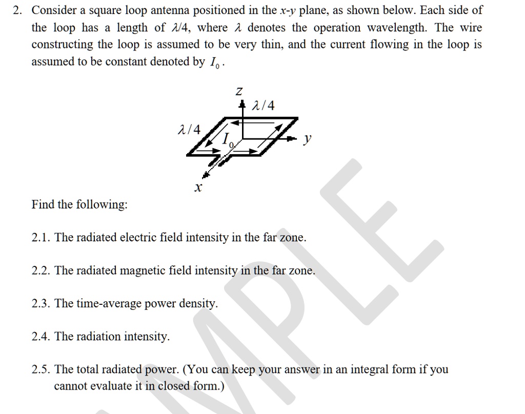 SOLVED: 2. Consider a square loop antenna positioned in the x-y plane ...