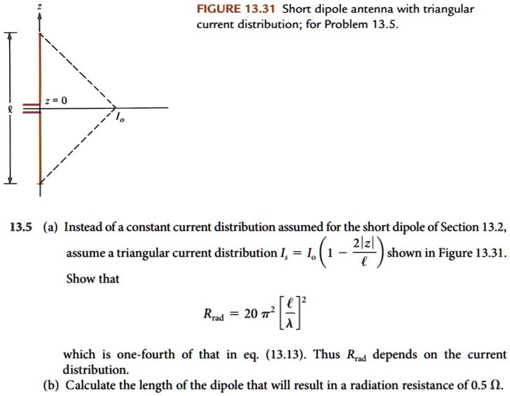 SOLVED: FIGURE 13.31 Short dipole antenna with triangular current ...