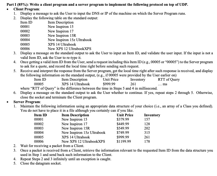 Solved Part I 85 Write A Client Program And A Server Program To 8021