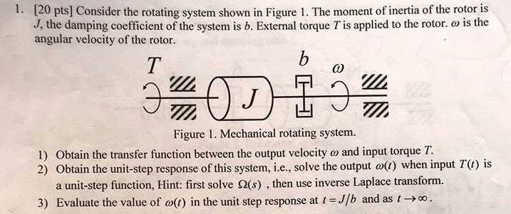 1. [20 pts] Consider the rotating system shown in Figure 1. The moment of inertia of the rotor ...