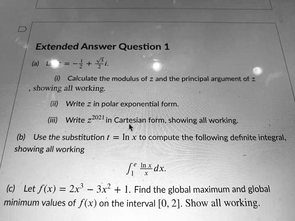 extended answer question 1 a i calculate the modulus of z and the ...