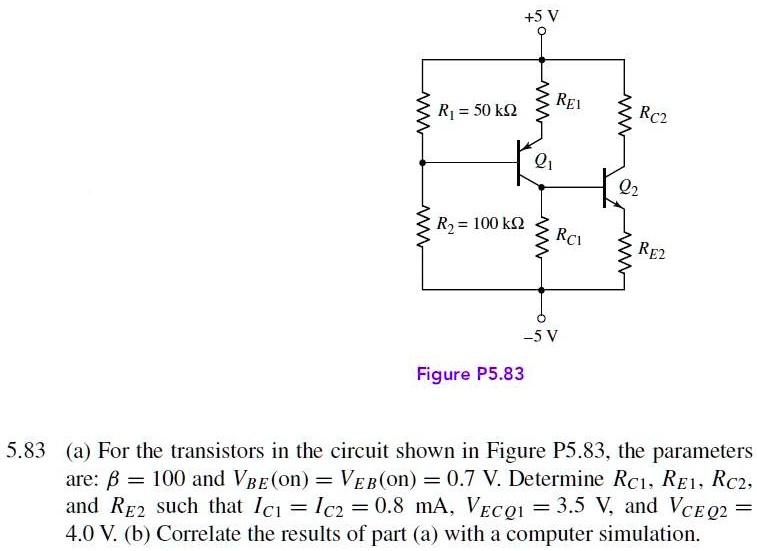 ry 50ko rel rc2 rz 100 ko rc1 re figure p583 583 a for the transistors ...