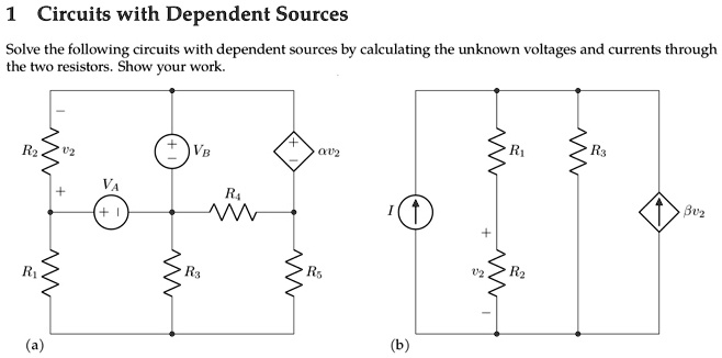 SOLVED: find the voltage and current at R2 Circuits with Dependent Sources Solve the following ...