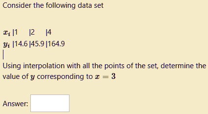 SOLVED: Consider the following data set Ti |1 Yi /14.6145.9/164.9 Using ...