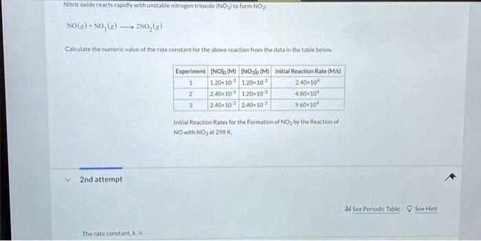 SOLVED: Texts: The rate constant, k, is ? Nitric oxide reacts rapidly ...