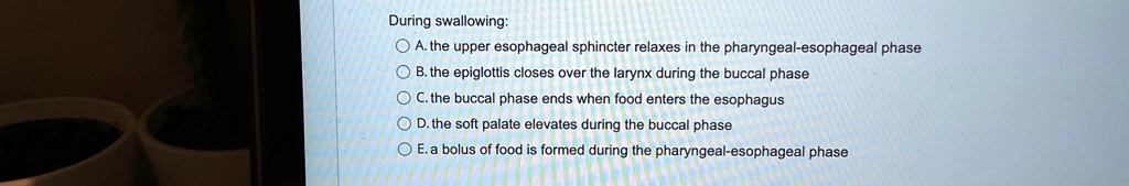 During swallowing: A. the upper esophageal sphincter relaxes in the ...