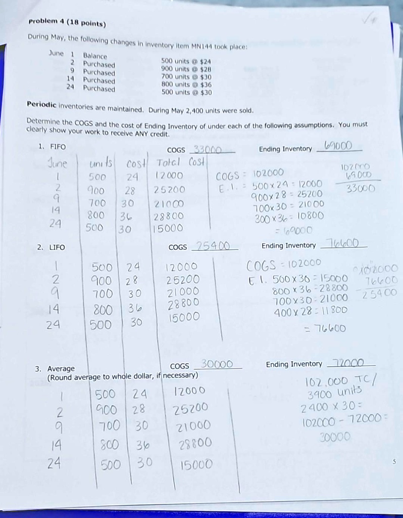 the text provided appears to be a math problem related to inventory and cost of goods sold the ...