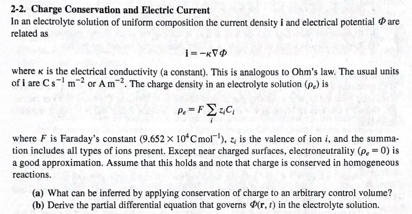 2-2. Charge Conservation and Electric Current In an electrolyte ...