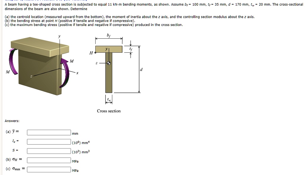beam having tee shaped cross section is subjected to equal 11 kn m ...