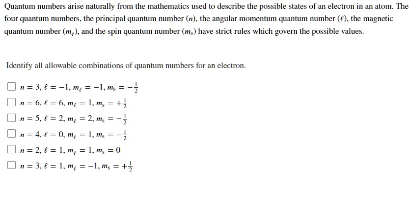 SOLVED:Quantum numbers arise naturally from the mathematics used to ...