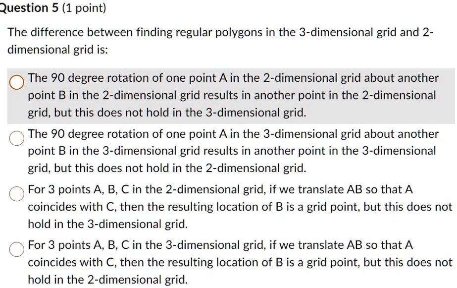 question 5 1 point the difference between finding regular polygons in ...