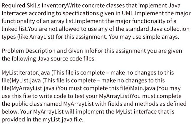 Texts Required Skills Inventory Write Concrete Classes That Implement Java Interfaces According