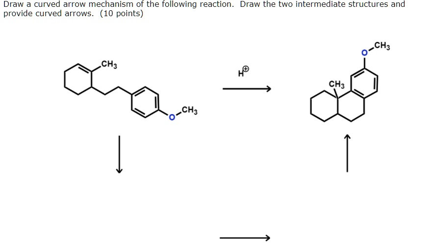 SOLVED: Draw a curved arrow mechanism of the following reaction. Draw the two intermediate ...