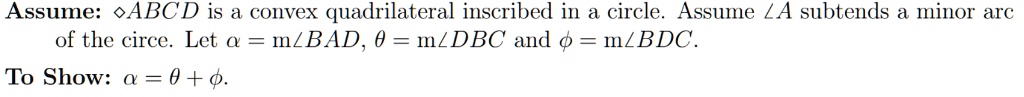 assume abcd is a convex quadrilateral inscribed in a circle assume la ...