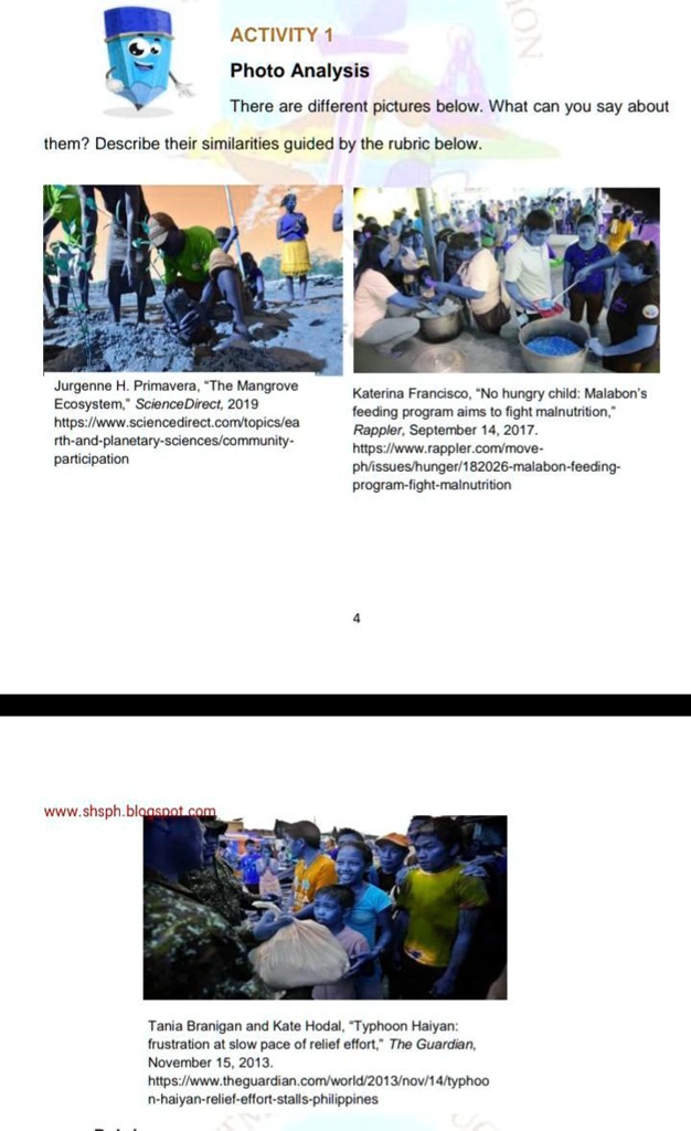 SOLVED: What is the message being conveyed by the photos? ACTIVITY 2 ...