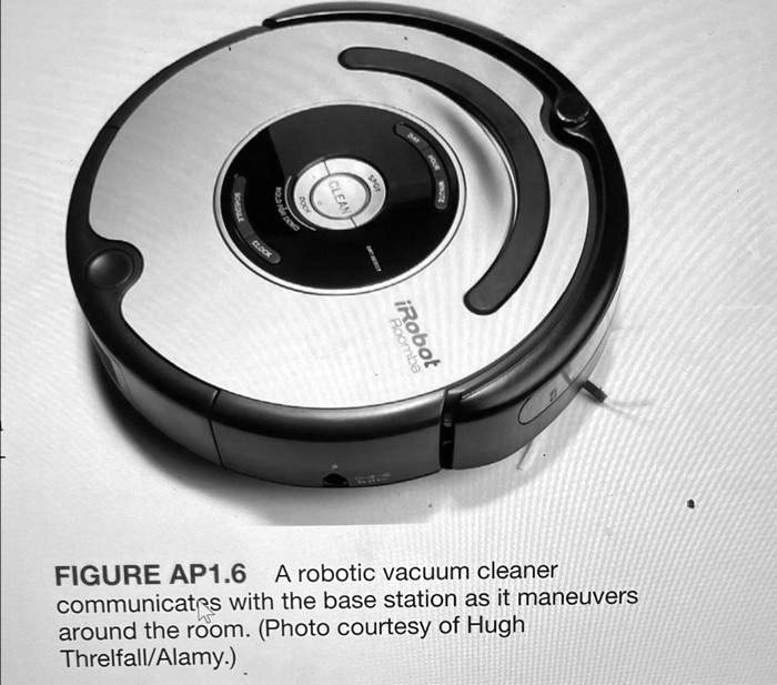 FIGURE AP1.6 A robotic vacuum cleaner communicates with the base ...