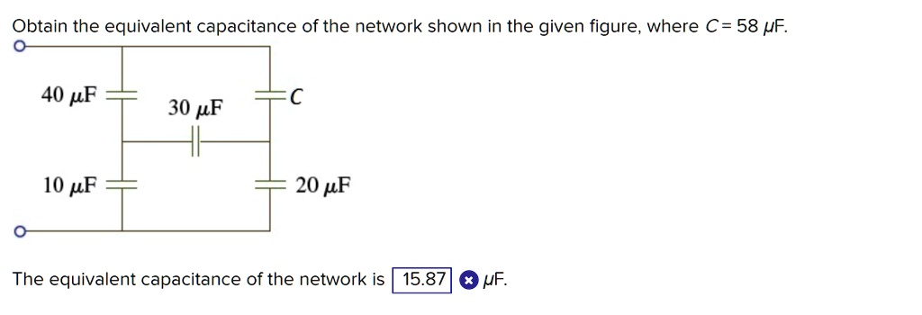 obtain the equivalent capacitance of the network shown in the given figure where c 58 f 40 f c ...