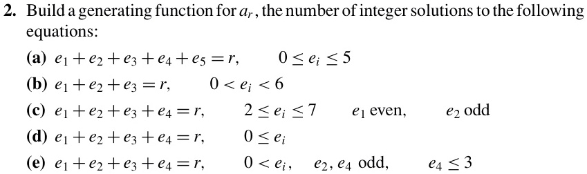 2 Build A Generating Function For Ar The Number Of Integer Solutions