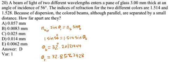 SOLVED: how can i get the answer ? 20A beam of light of two different ...