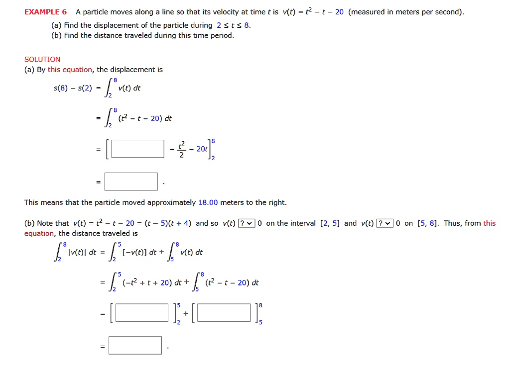 example 6 a particle moves along line so that its velocity at time t is vt 2 t 20 measured in ...