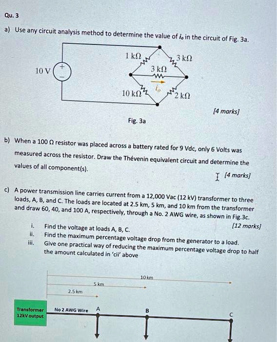 SOLVED: Text: Circuit Analysis Qu. 3 Use any circuit analysis method to determine the value of i ...