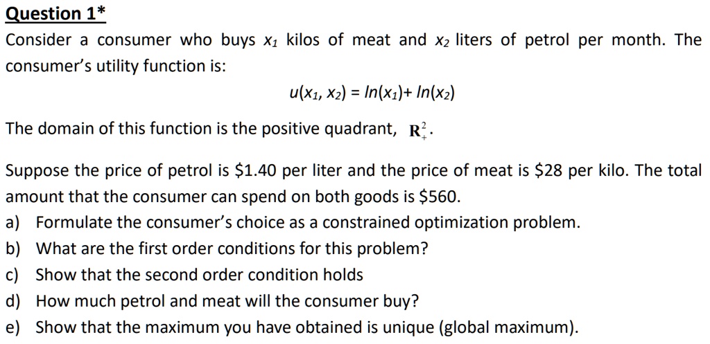 SOLVED: 10-1 Question 1* Consider a consumer who buys x: kilos of meat ... SOLVED: 10-1 Question 1* Consider a consumer who buys x: kilos of meat ...