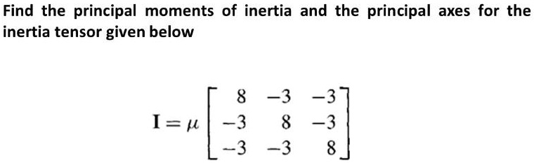 SOLVED: Find the principal moments of inertia and the principal axes for the inertia tensor ...