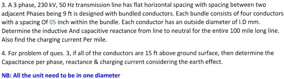 SOLVED: A 3-phase, 230 kV, 50 Hz transmission line has flat horizontal ...