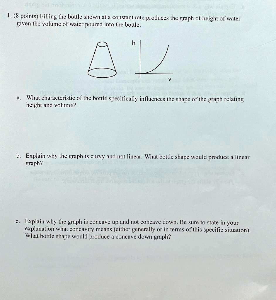 SOLVED: (8 points) Filling the bottle shown at a constant rate produces ...