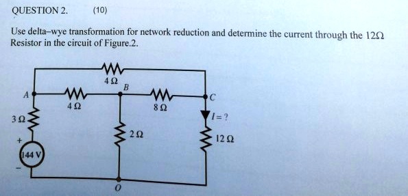 SOLVED: Use delta-wye transformation for network reduction and determine the current through the ...