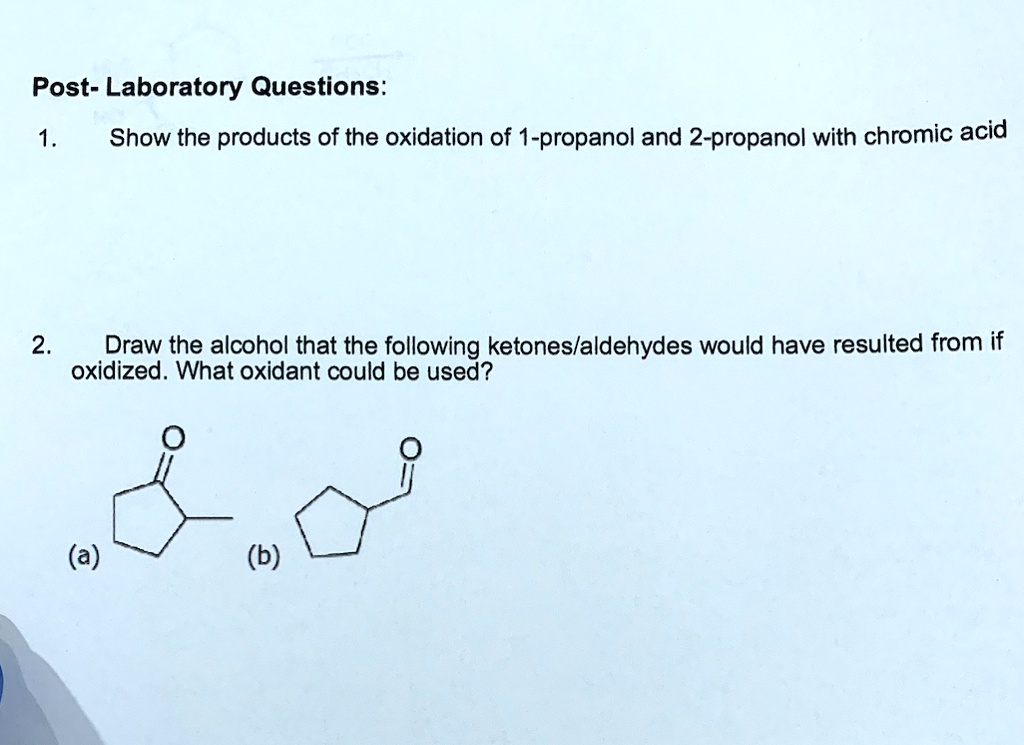 post laboratory questions show the products of the oxidation of 1 ...