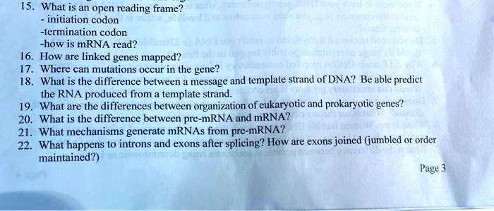 SOLVED:5 What is an open reading frame? initiation codon -termination ...