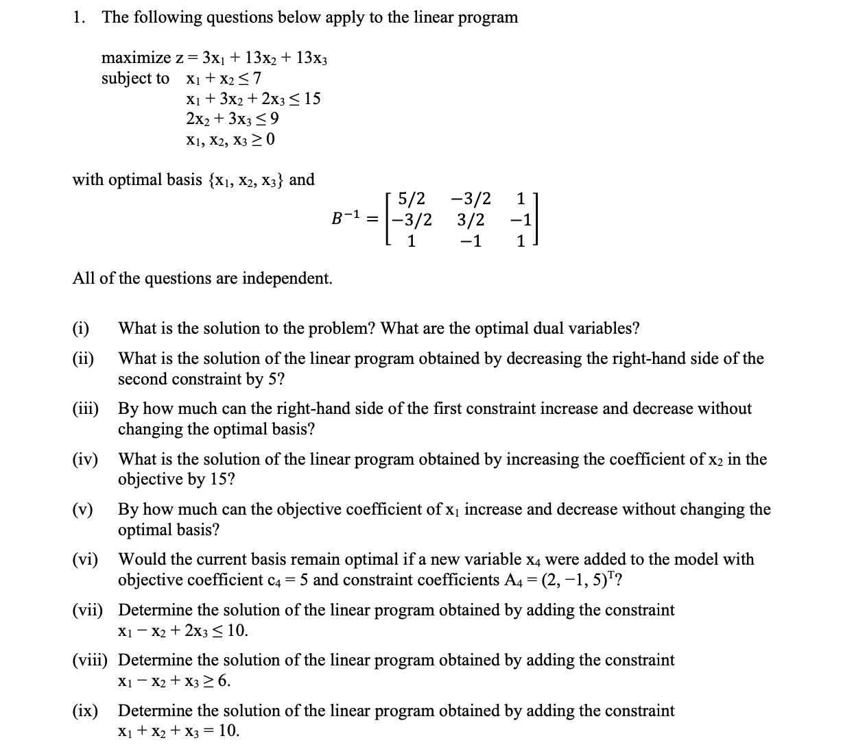 SOLVED 1 The Following Questions Below Apply To The Linear Program solved-1-the-following-questions-below-apply-to-the-linear-program