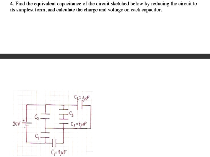 SOLVED: Find the equivalent capacitance of the circuit sketched below by reducing the circuit to ...