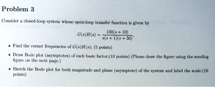 Problem 3 Consider A Closed Loop System Whose Open Loop Transfer Function Is Given By Gshs