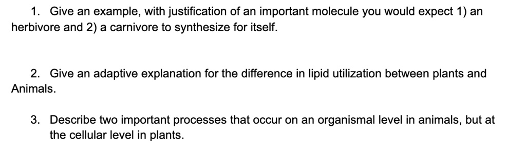 SOLVED: Give an example, with justification of an important molecule ...