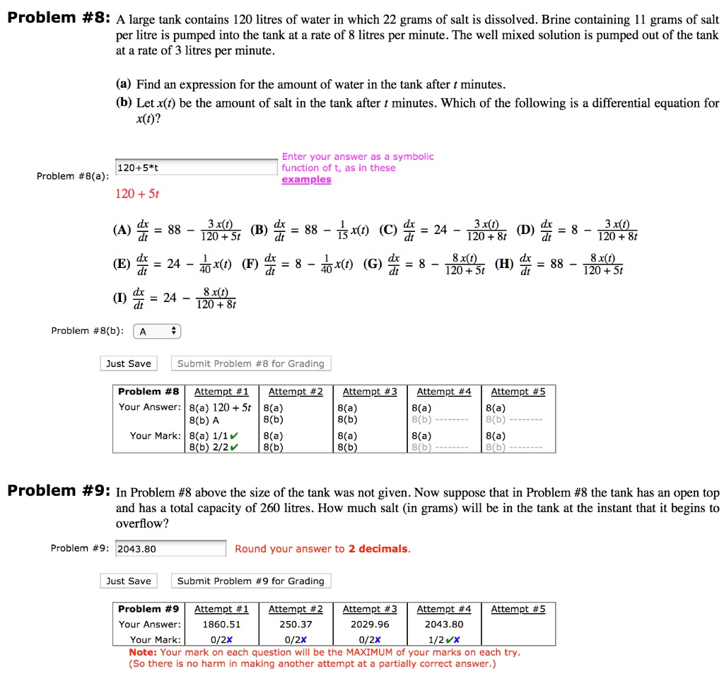 problem 8 a large tank contains 120 litres of water in which 22 grams ...