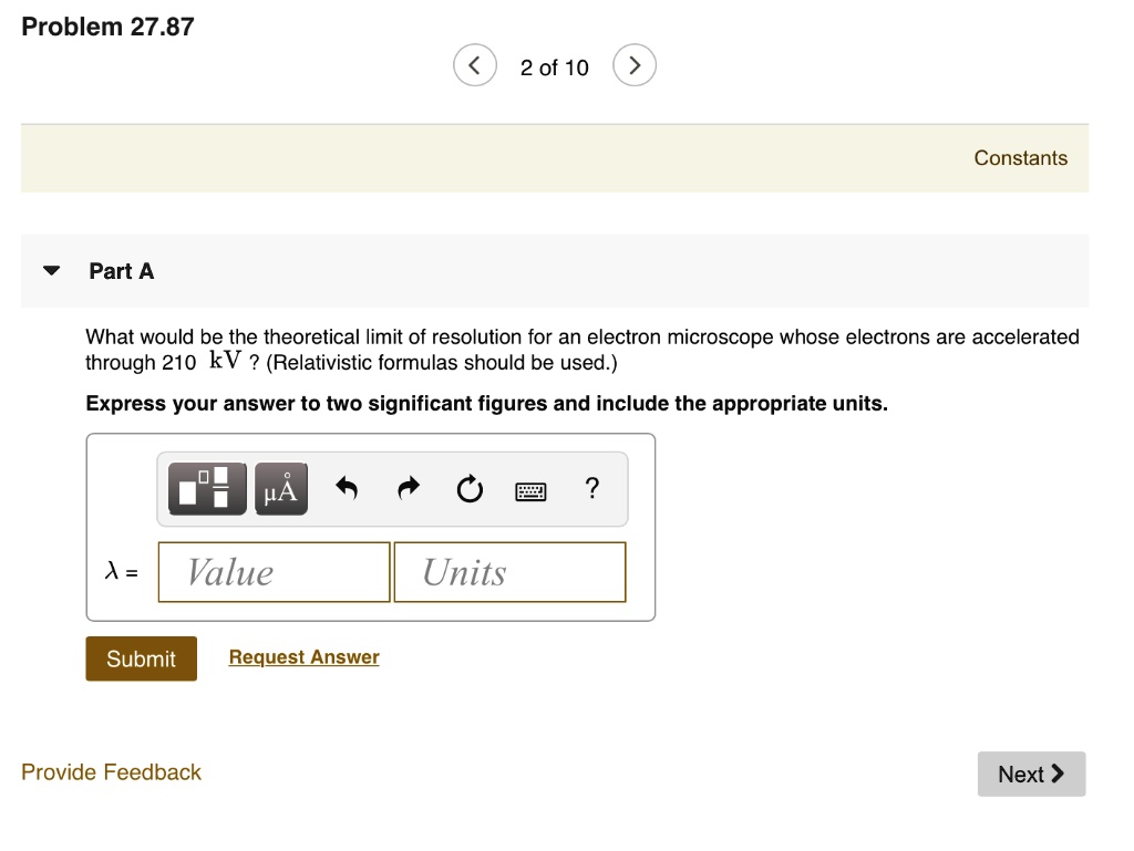 SOLVED: Problem 27.87 2 of 10 Constants Part A What would be the ...