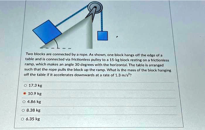 SOLVED: Two blocks are connected by a rope: As shown; one block hangs off the edge of a table ...